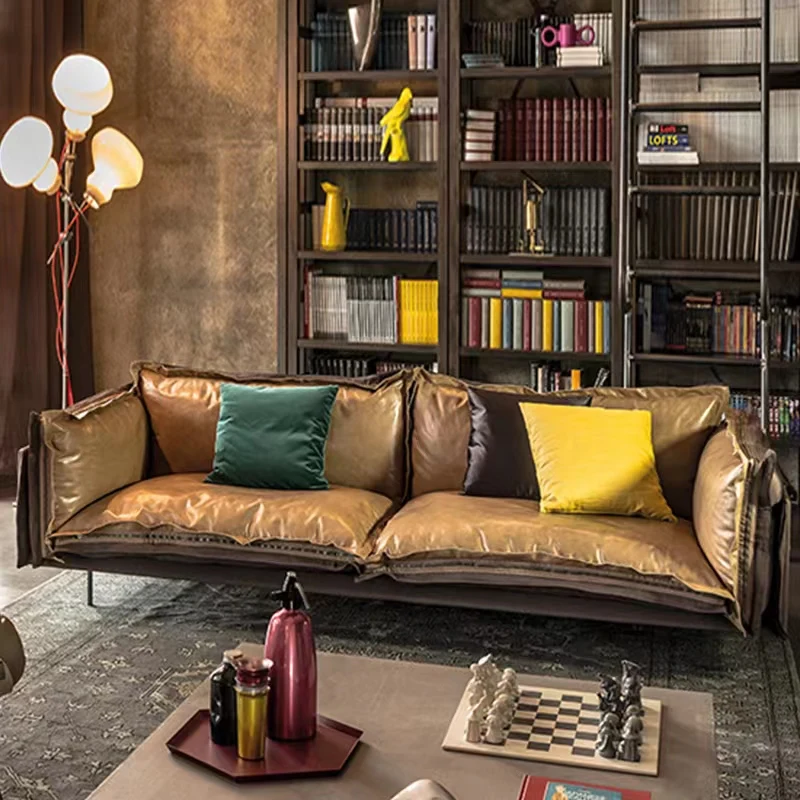 Modern Minimalist Industrial Style Fabric Low Sofas 3 Seat Leather ...