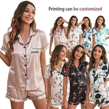 Wholesale Designer Pajamas Two Piece Silk Pjs Women Sleep Wear Set For ...