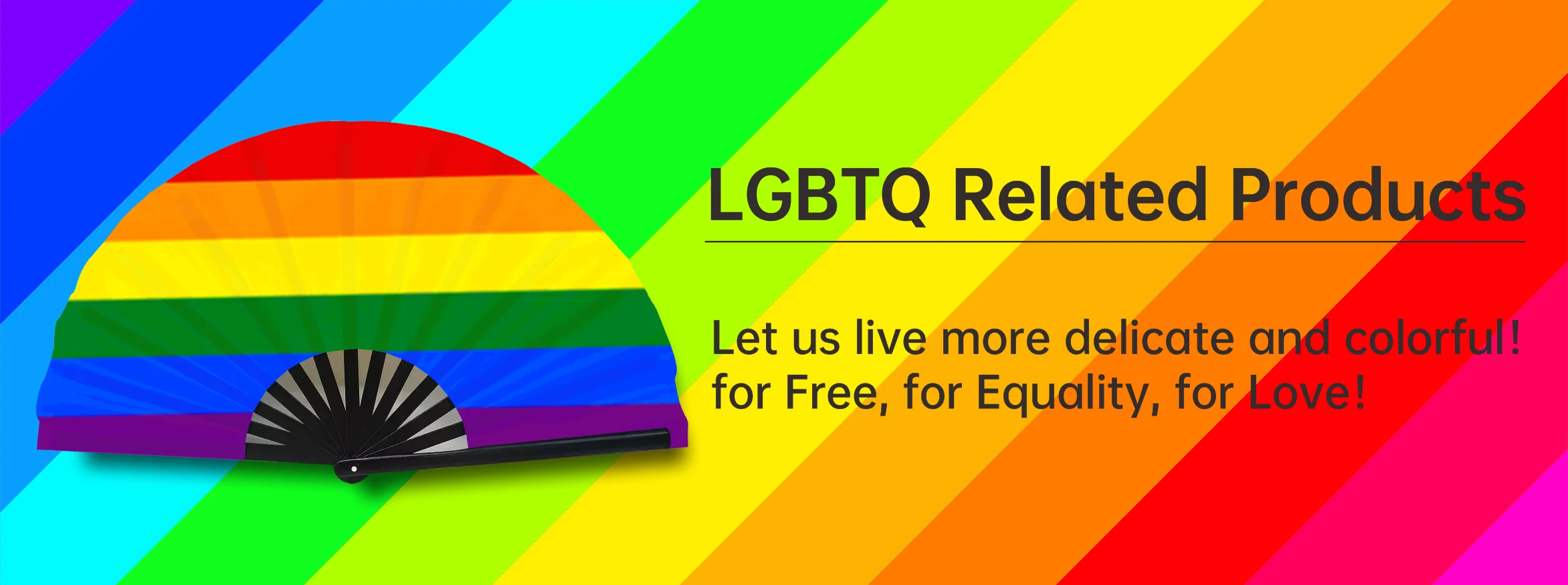 LGBT Custom Printing - Durable Rainbow Folding Hand Fans