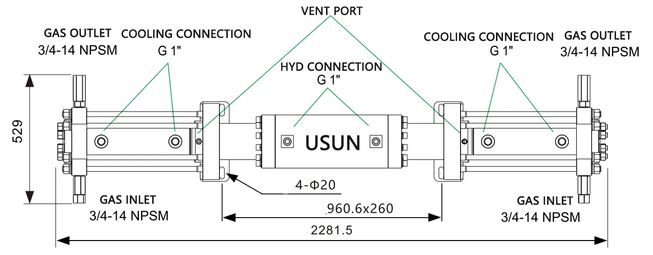 USUN HYD150-90 High Pressure Hydrogen Gas Booster Compressor
