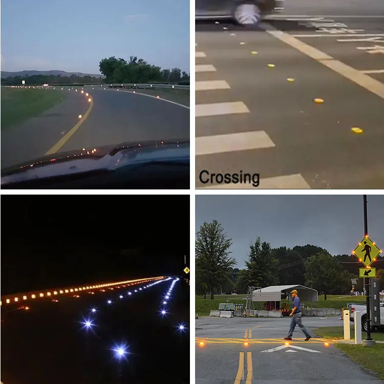 Round Aluminum Led Lane Divider Blinker Traffic Warning Marker Solar ...