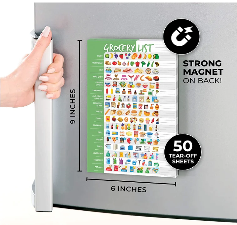 Visual Grocery List Magnet Pad for Fridge Shopping List Magnetic Pad ...