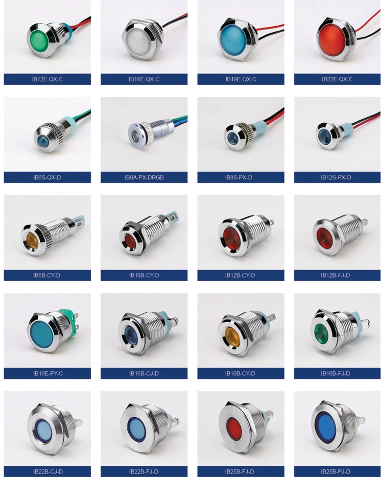 ABILKEEN 8mm Flat Thread Metal Panel Signal Pilot LED Light