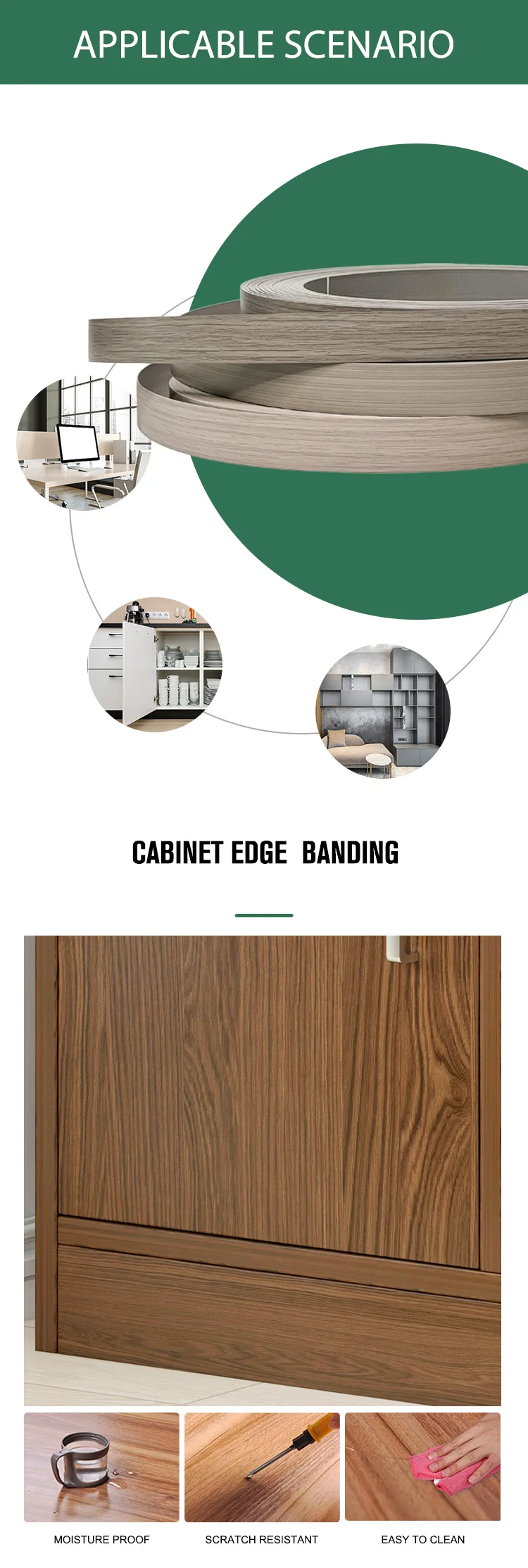 12-54mm Furniture Pvc Wood Grain Edge Banding Cabinets Are Sealed With ...