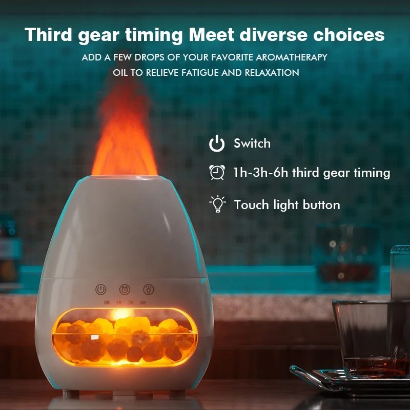 Factory Direct Sale 200ml Salt Stone Fire Flame Humidifier Aroma ...