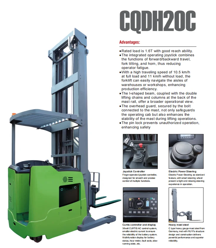 1600kg 1.6Ton Double Deep Double Scissors Electric Reach Stacker ...