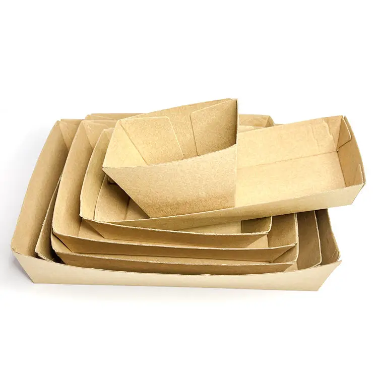 Biodegradable Hot Dog Donut Tray Natural Eco Kraft French Fries Paper ...