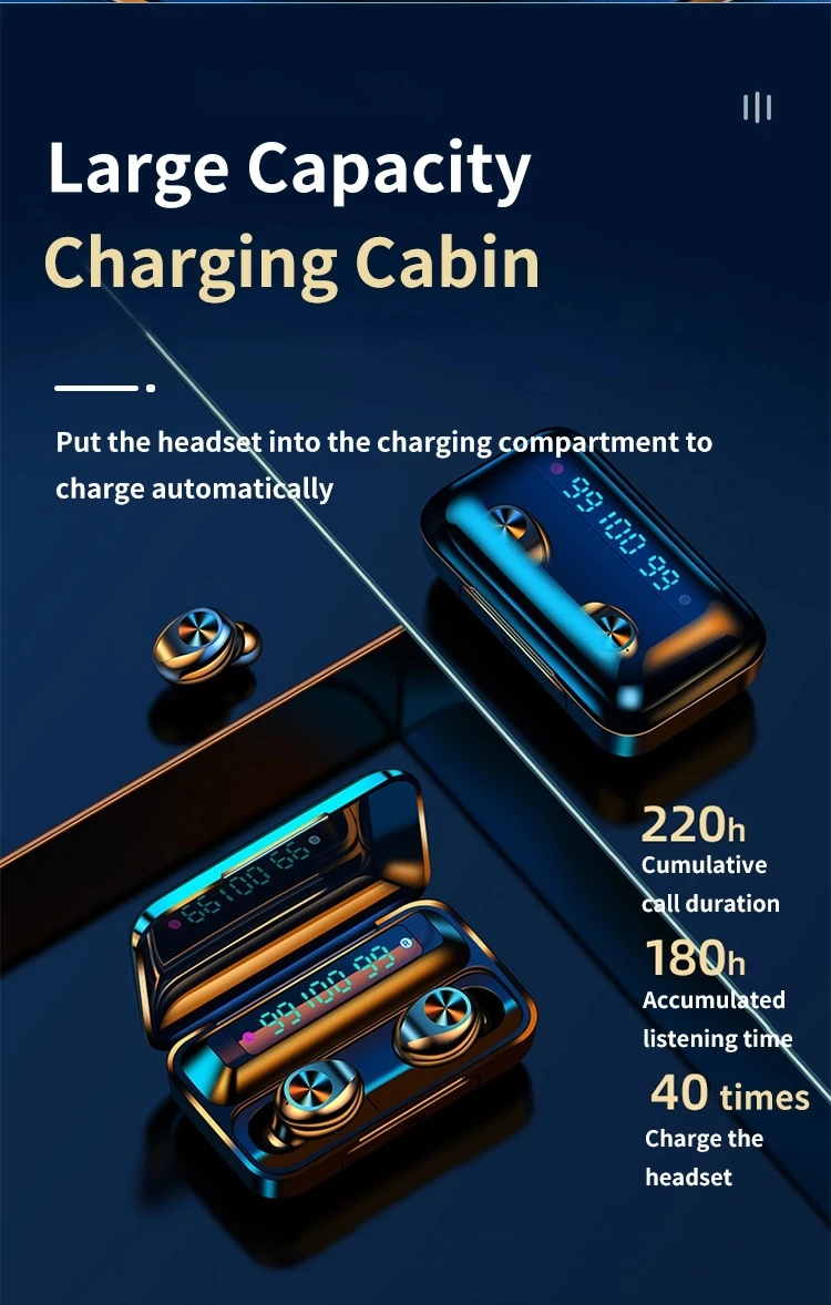 Tws F9-10 Earphone With 2000mah Charging Case 3 Lcd Led Battery Display ...