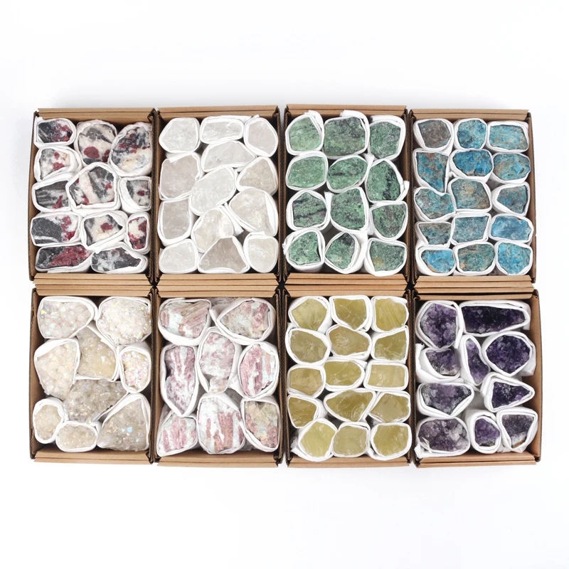 Wholesale Natural Raw Crystal Stone Rough Cluster Amethyst Bulk in Flat Box