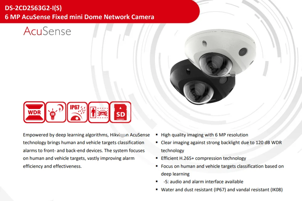 Hik Ds-2cd2563g2-is Original Genuine 6mp Acusense Built-in Mic Fixed ...
