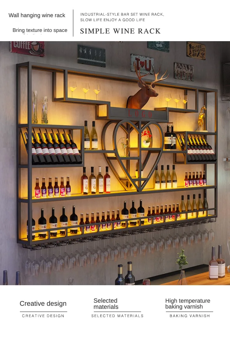 Customized Industrial Led Lights Pub Wall Mount Bar Shelf Display Wine ...