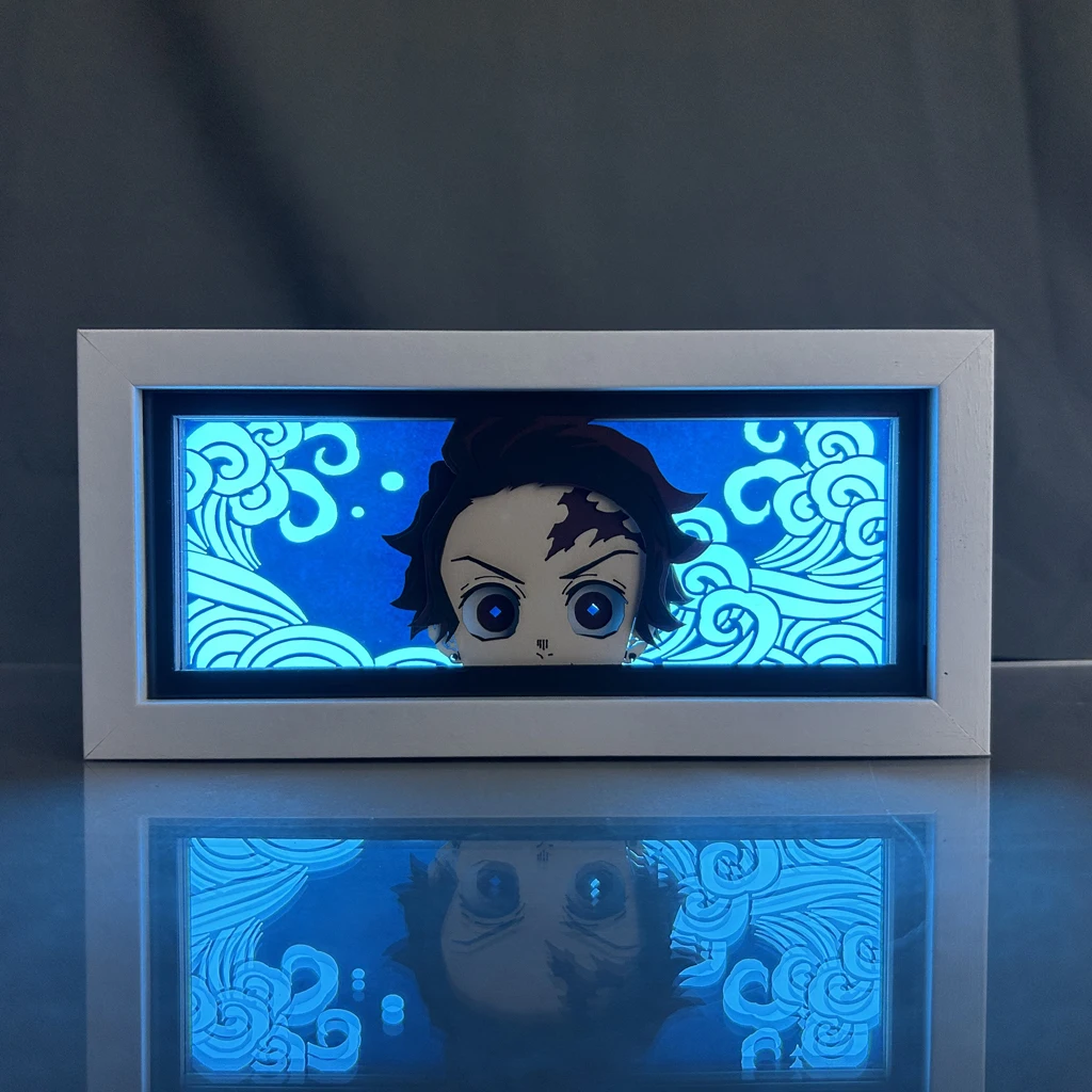 Demon Slayer Kimetsu No Yaiba Anime Light Box Wood Paper Cut Shadow Box ...