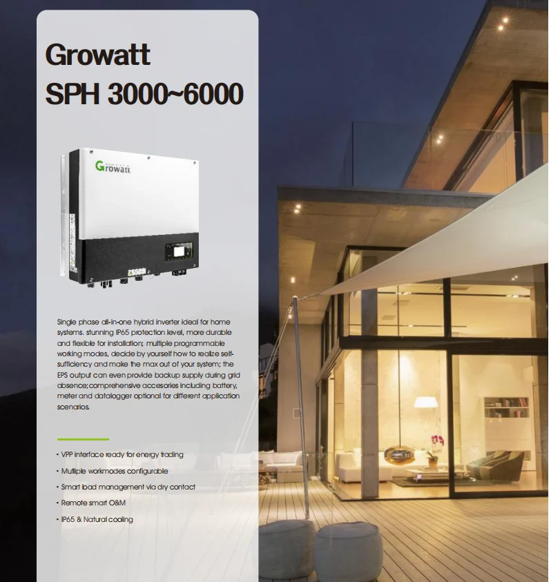Growatt Sph3000-sph6000tl3 Bh 3kw Hybrid Inverter Ip65 Mppt Three Phase Solar Inverter - Buy ...