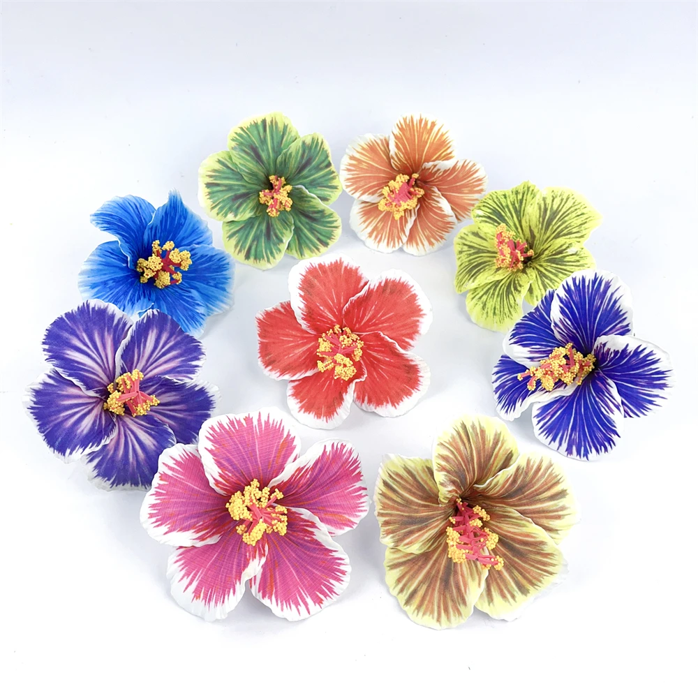Artificial Printed Foam 11cm Hibiscus Hawaiian Ear Flower Hair Pick For ...