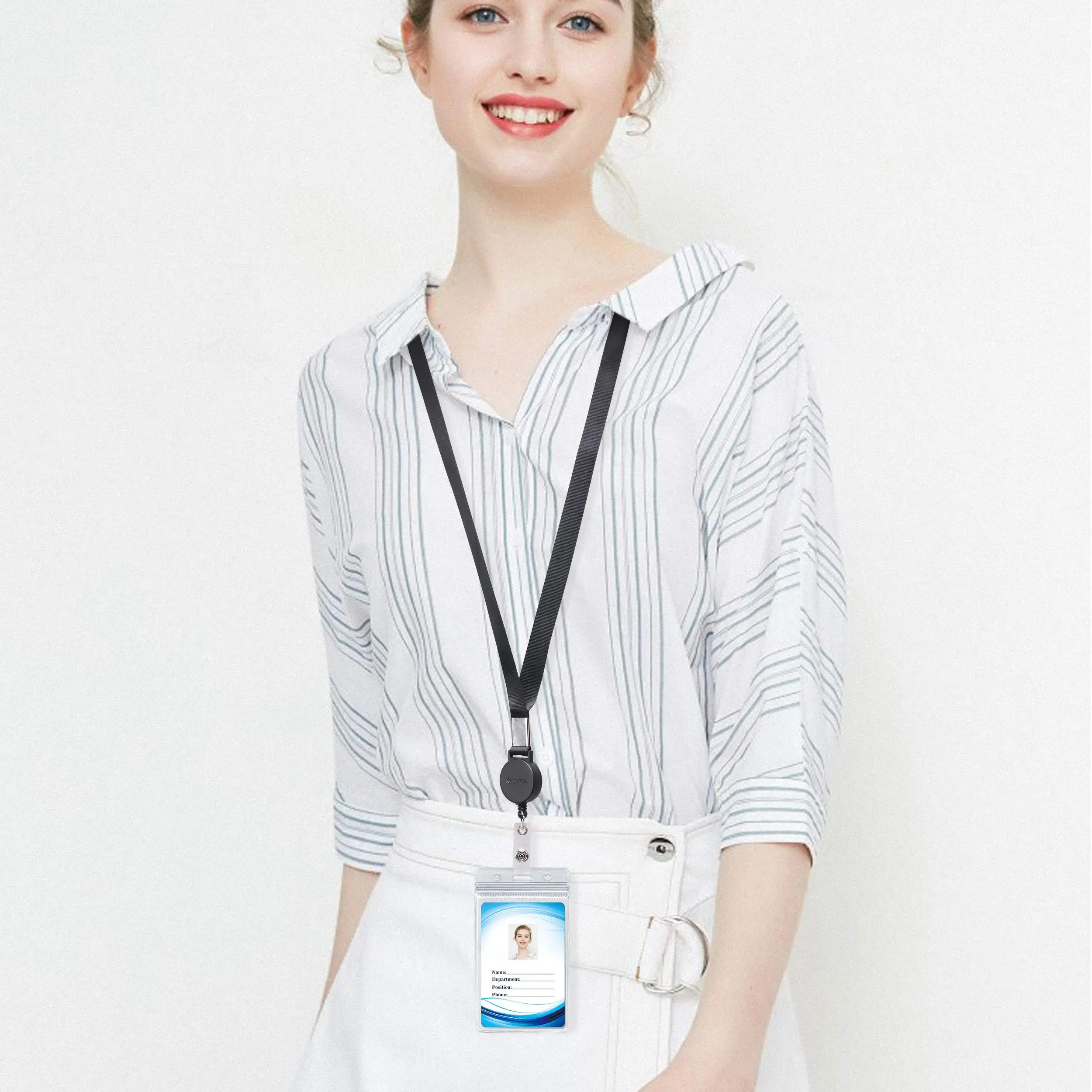 High Quality Polyester Printing Lanyard Retractable Id Card Holder ...