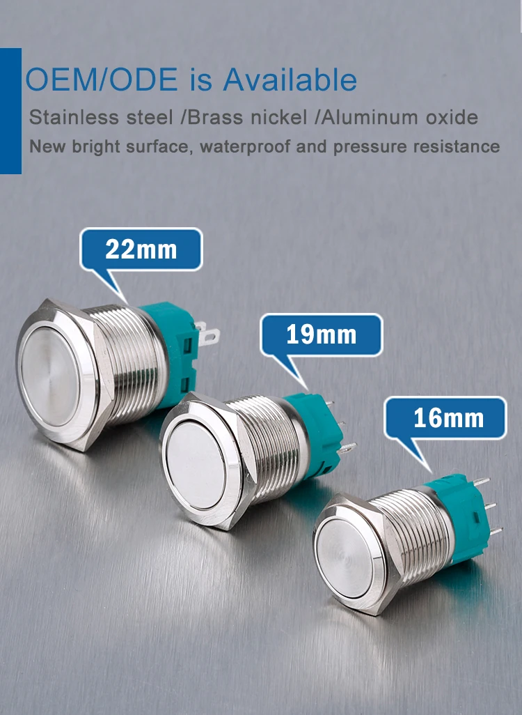 12V 19mm Metal 5 Pin Car RV Truck Boat Motorcycle Light Switch