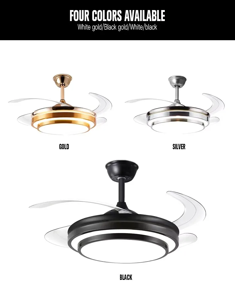 Modern Decorative Retractable Invisible Dc Bldc Led Ceiling Fans with ...