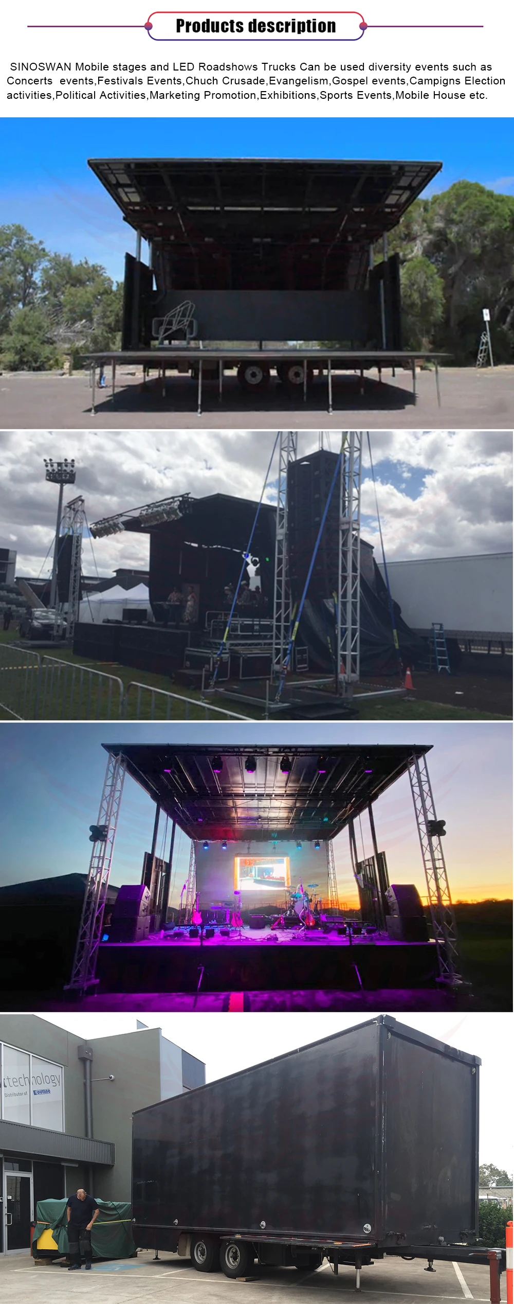 SINOSWAN ST70 24x20ft Carnival Trailer Stage with Generator,mobile ...