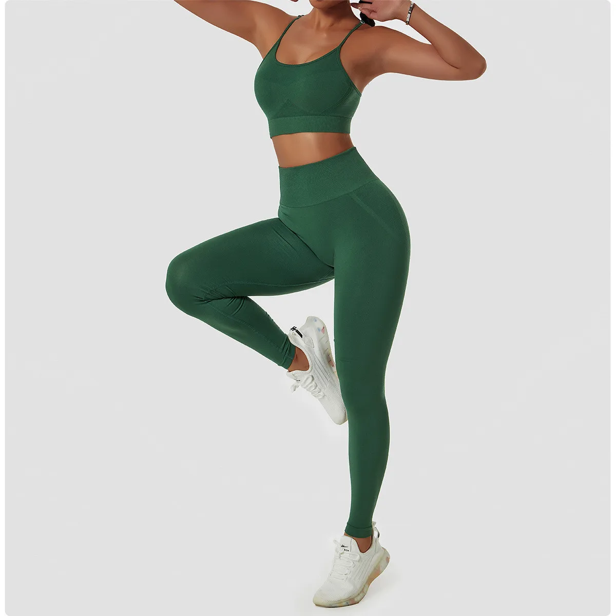 Women Seamless Sportswear Quick Dry Workout Leggings Suit Activewear Sports Plus Size Gym Bra ...