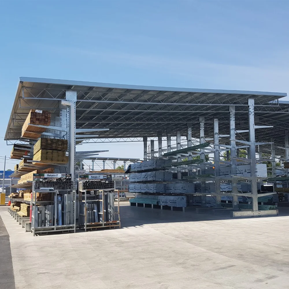 Industrial heavy duty HDG cantilever rack for outdoor use with roof and ...
