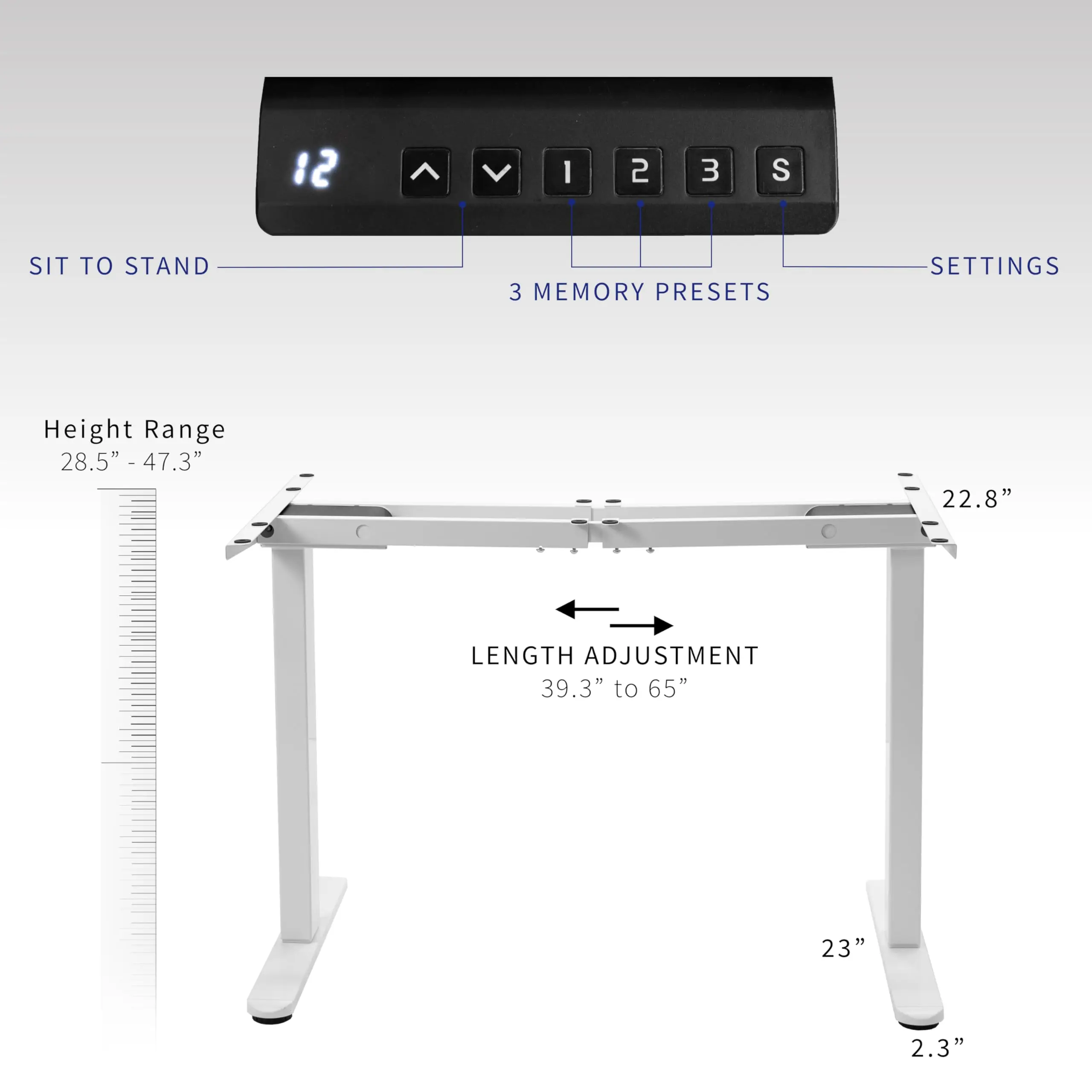 Electronic Ergonomic Height Adjustable Table Base 2 Legs Sit To Stand ...
