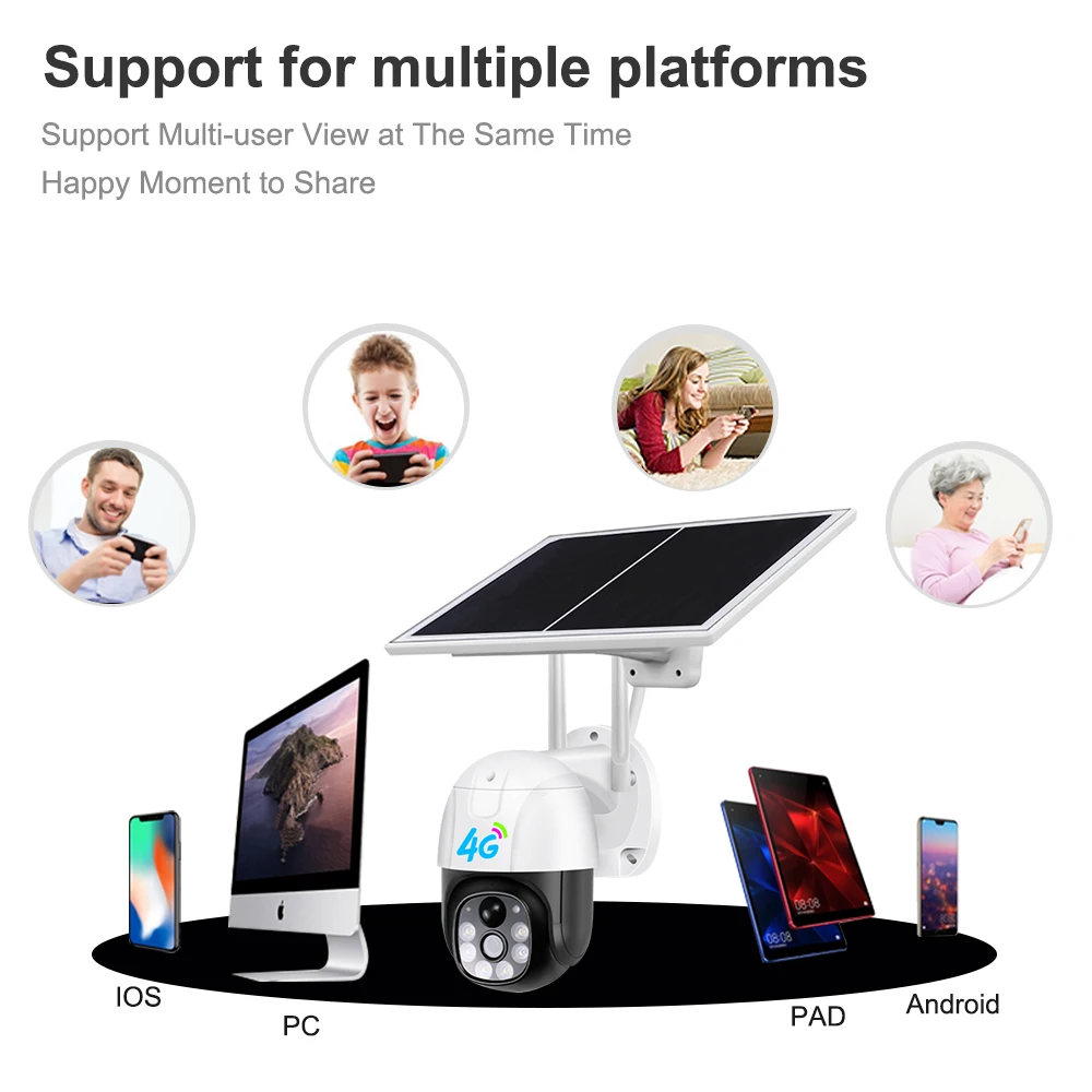 V380 1080P 4G Wifi Solar PTZ Outdoor Surveillance Camera