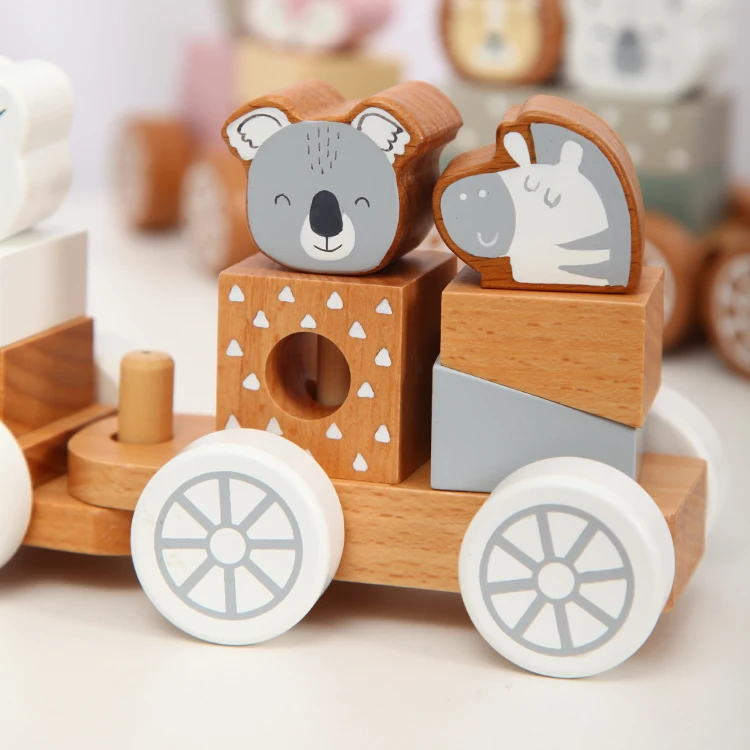 Children Pull Colorful Shape Matching Early Educational Wooden Animal ...