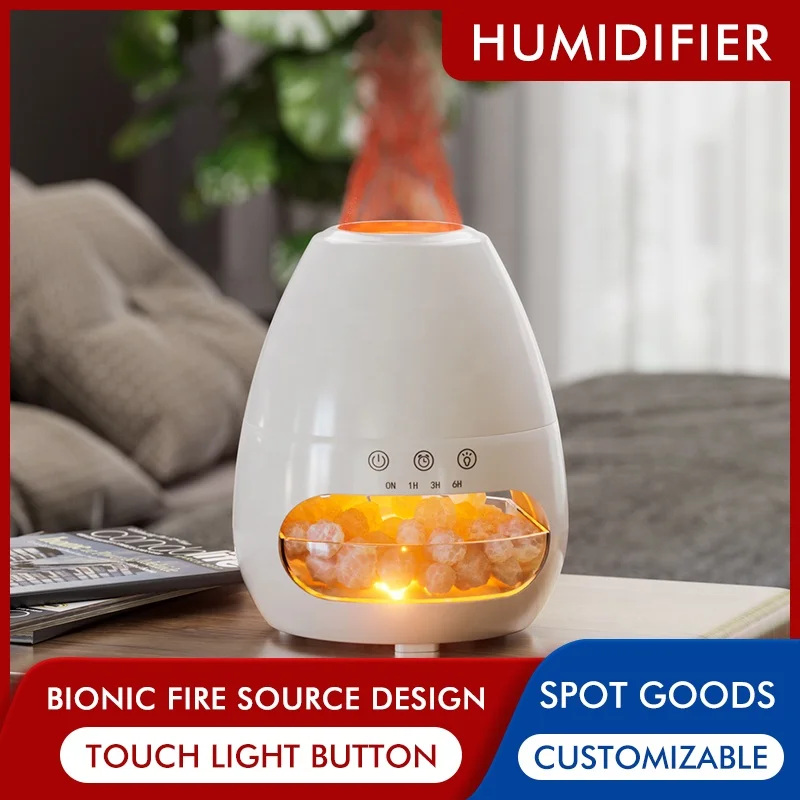 Factory Direct Sale 200ml Salt Stone Fire Flame Humidifier Aroma Diffuser Air Essential Oil ...