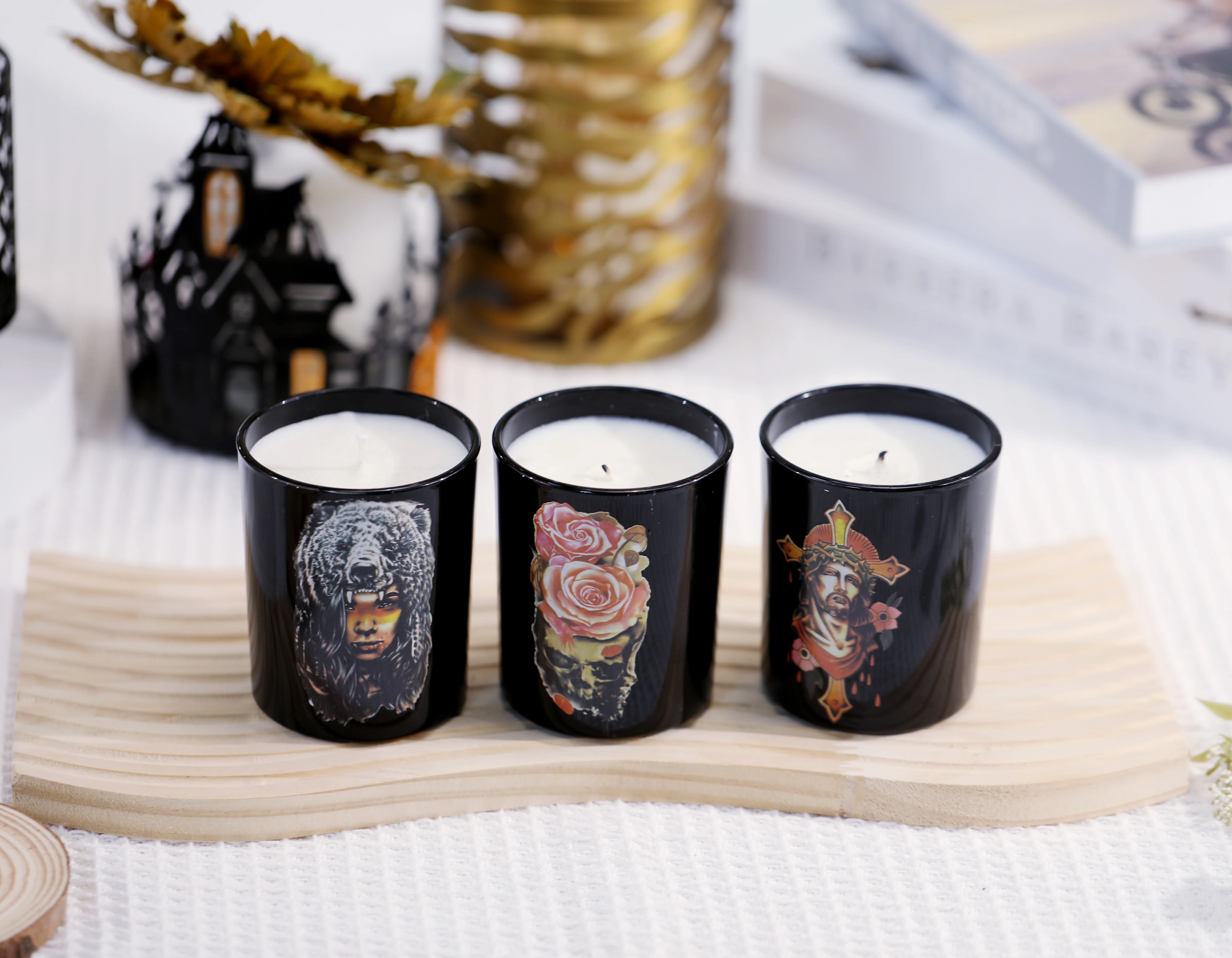 Wholesale Matte Black Glass Jar Custom Private Label Scented Candle ...