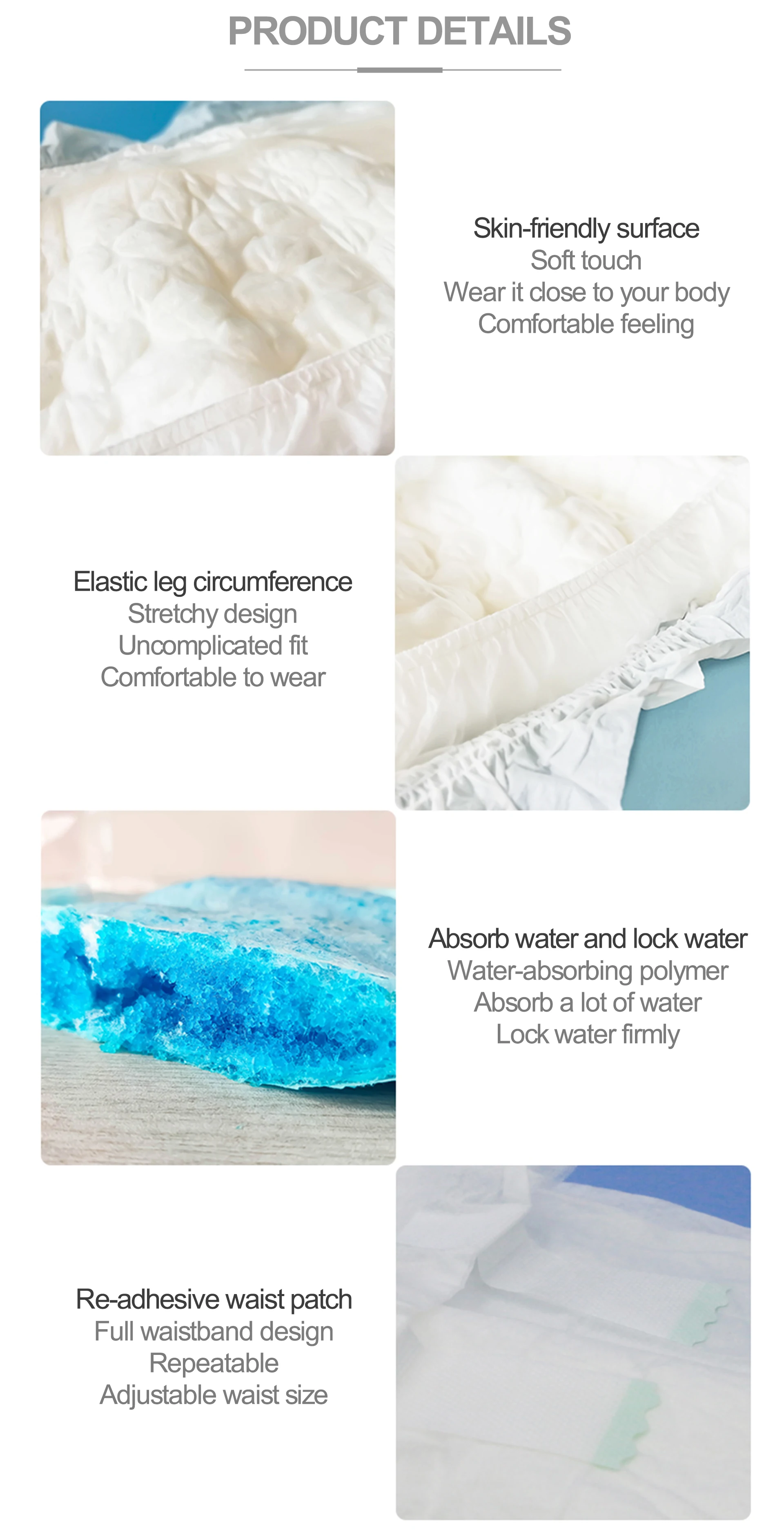 Disposable Adult Diapers Incontinence Soft Breathable Adult Diapers ...