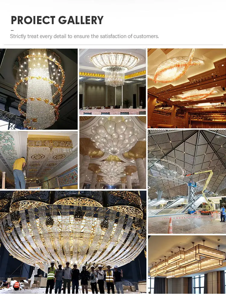 Custom Large Hotel Gold Long Chandelier Ceiling Hanging Indoor ...