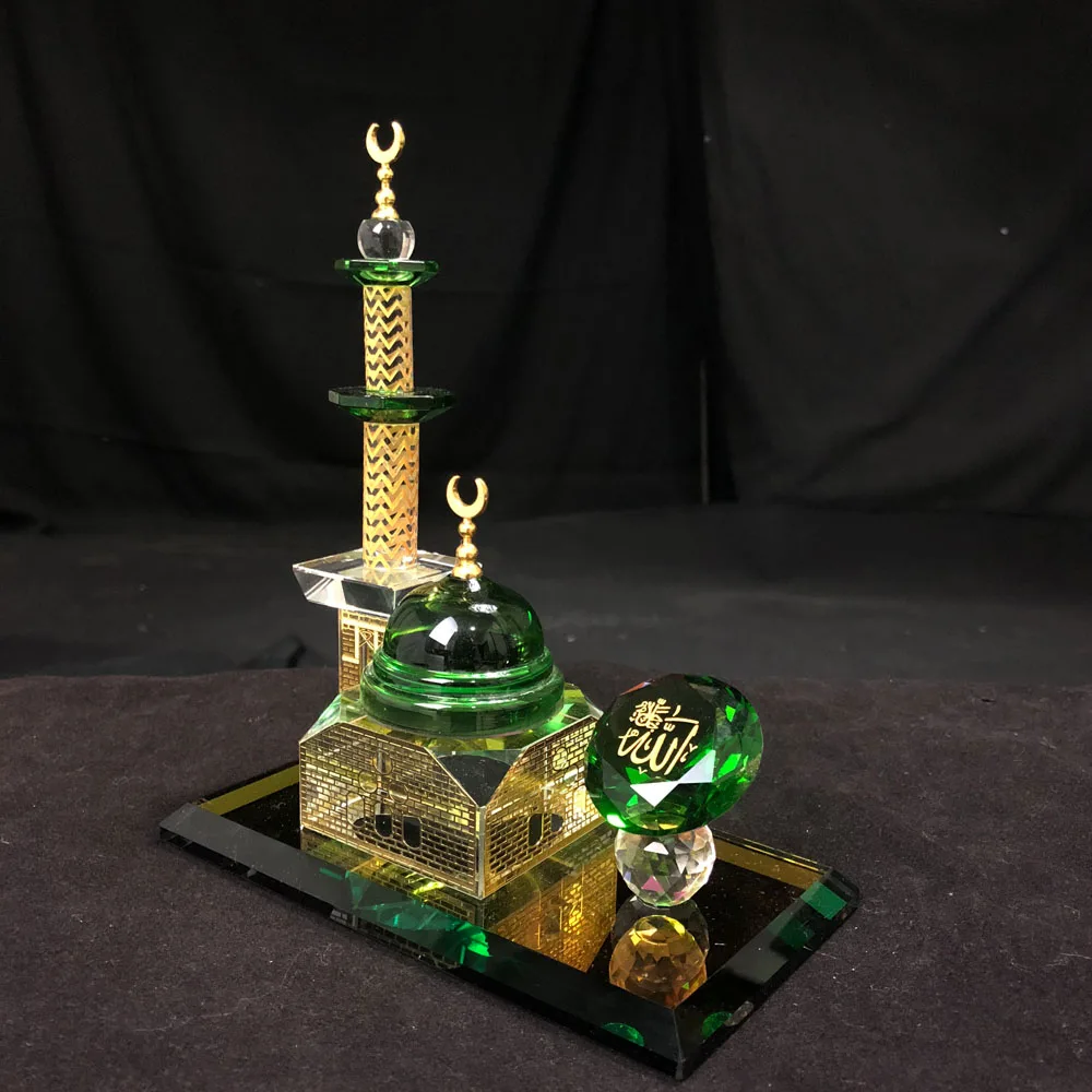Mh-g0666 Crystal Kabba Makkah Mecca Clock Tower Crystal Glass Figurine ...