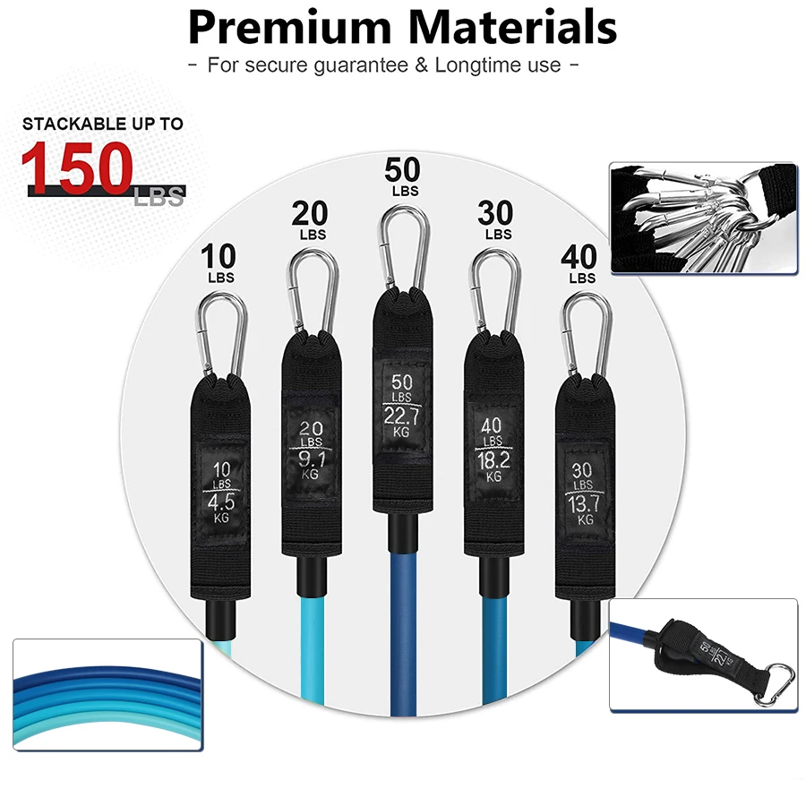 Multifunction Workout Rubber Expander Exercise Elastic Pull Rope With ...