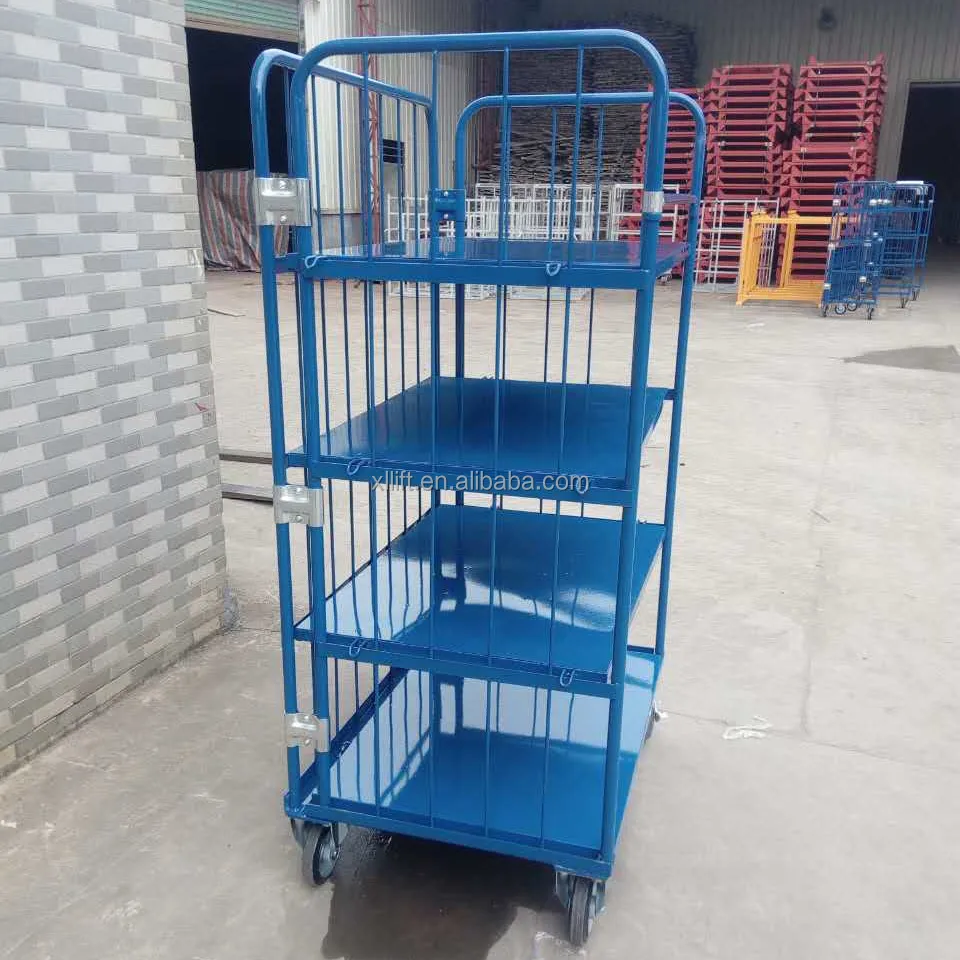 Warehouse Supermarket Industry 3 Sided Cargo Storage Folding Nestable ...
