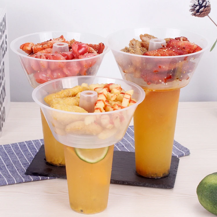 500ml Disposable Plastic Octagonal Snack Bowl for Boba Bubble Tea and ...