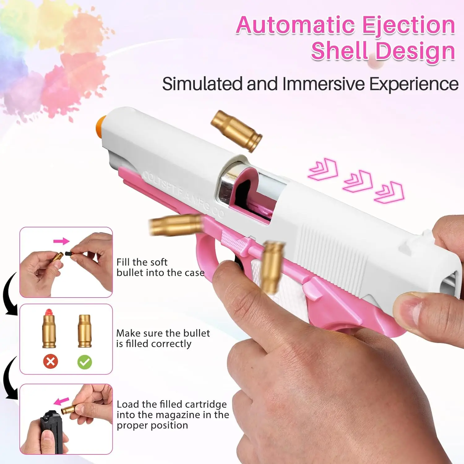 Toy Gun 1911 Shell Ejecting Soft Bullet Toy Gun For Adults Kids Foam ...