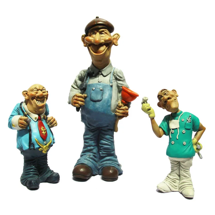 Realistic Hand Carved Preschool Toys Resin Funny Figurines Sewer Worker ...