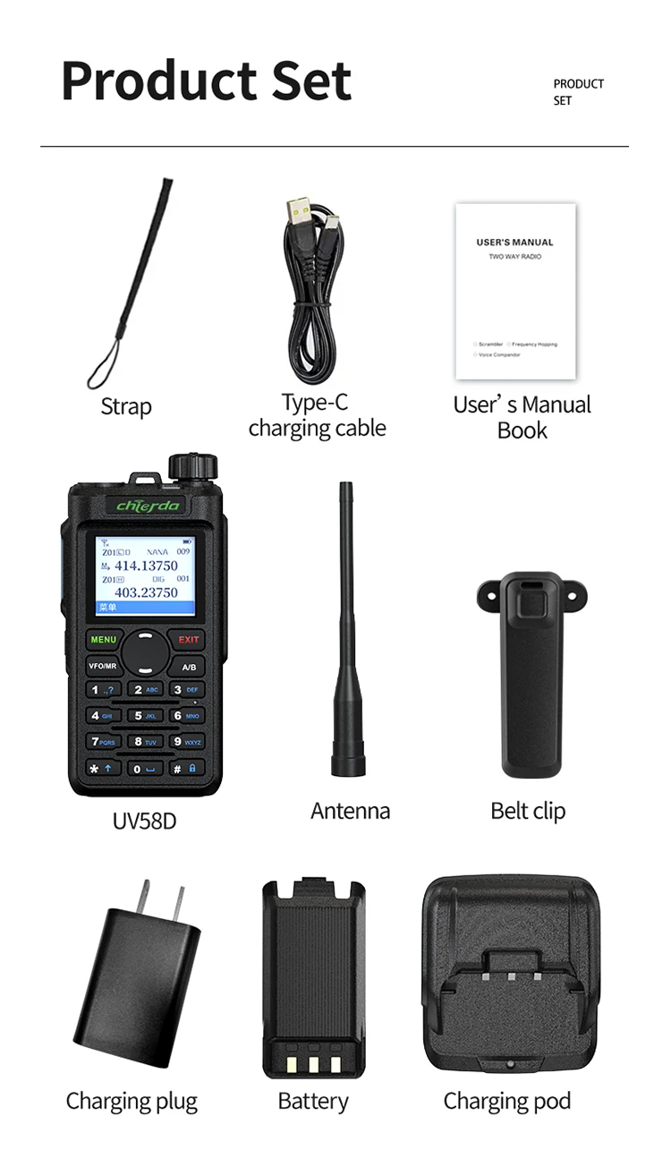 Starft Uv58d Aes256 Encryption Walkie Talkie Dual Band Dmr Digital Uhf ...