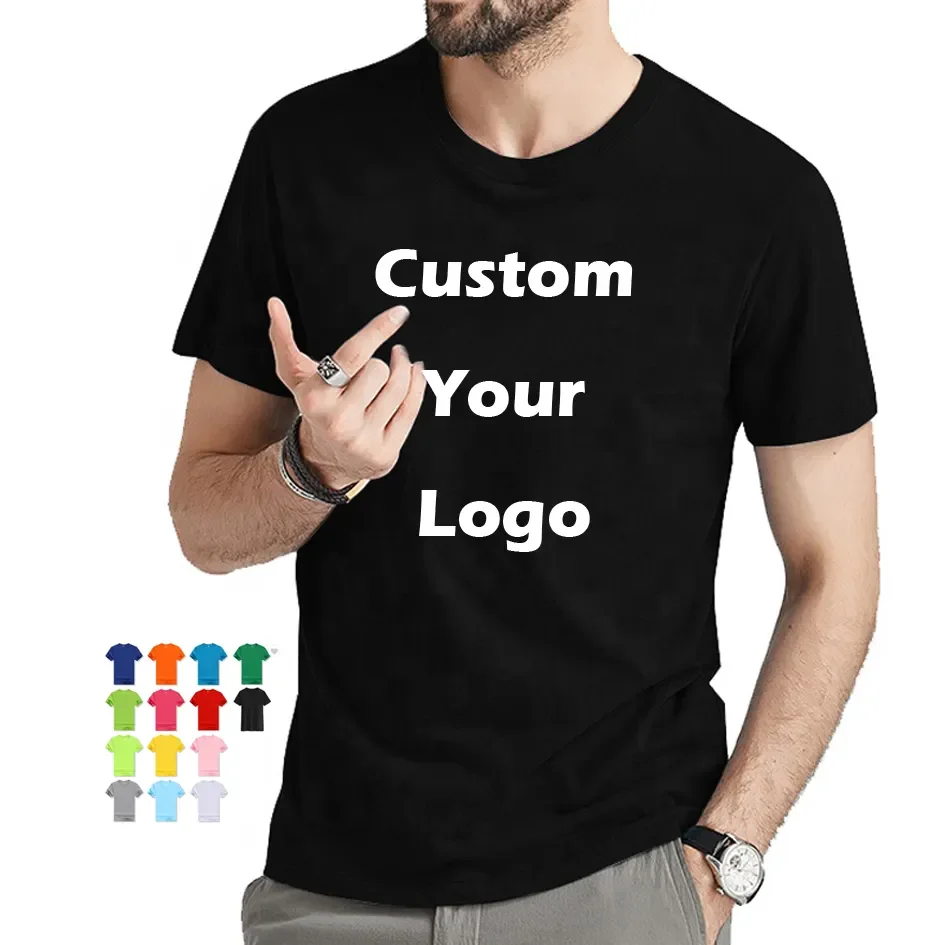 Blank Plain t Shirt Custom Your Logo Printing Polyester Cotton Tshirt ...