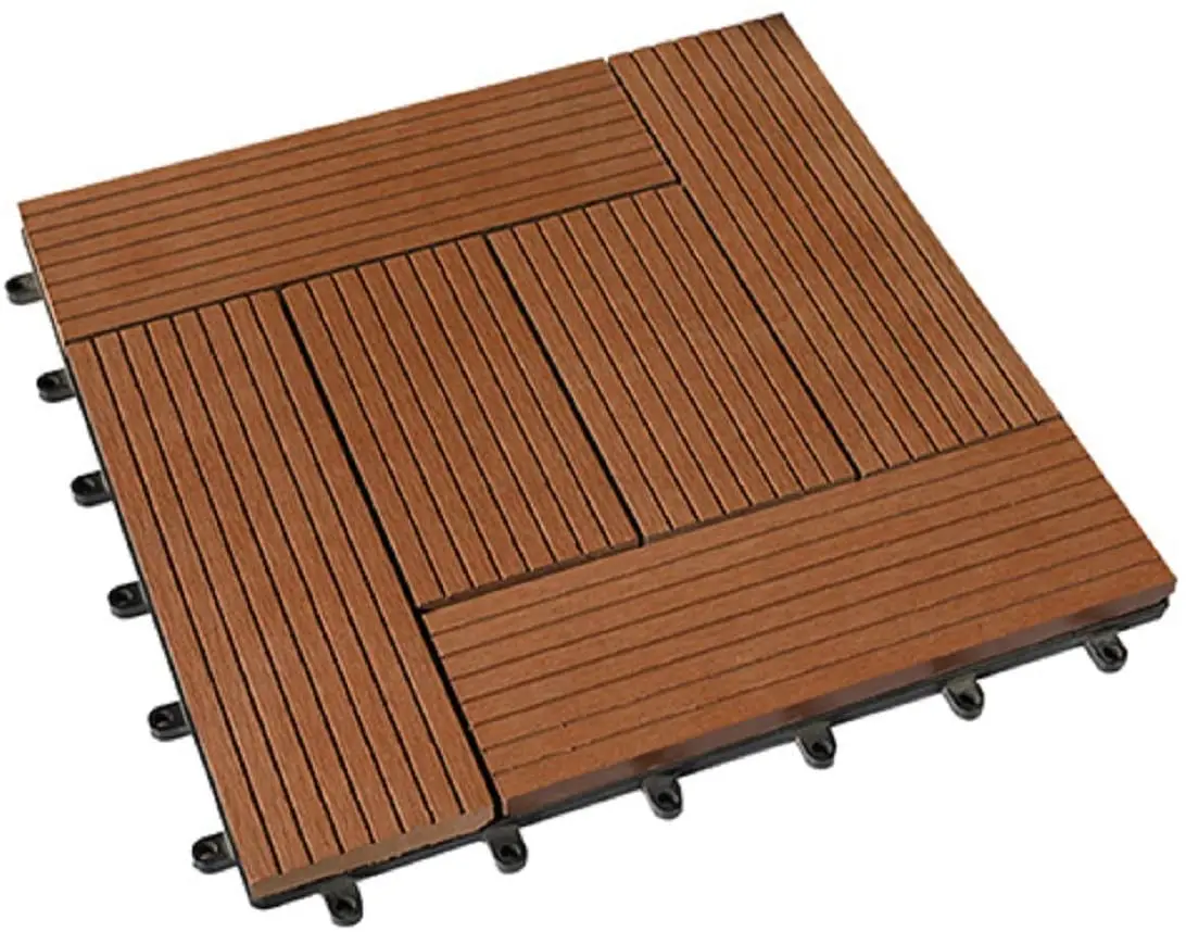 DIY Interlock Decking Tiles Outdoor Wpc Flooring Wood Texture Solid ...