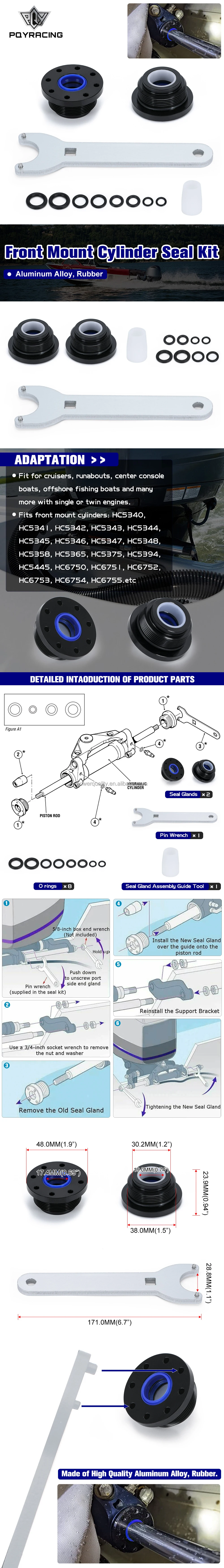 Hs5157 Front Mount Hydraulic Steering Cylinder Seal Kit For Seastar ...