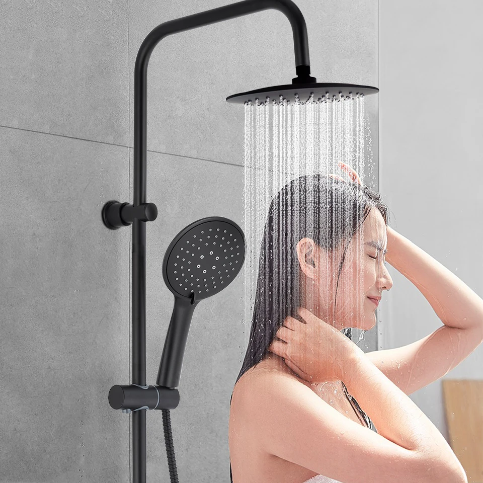Leelongs Button Select Matte Black Color Bathroom Rain Shower Set With ...