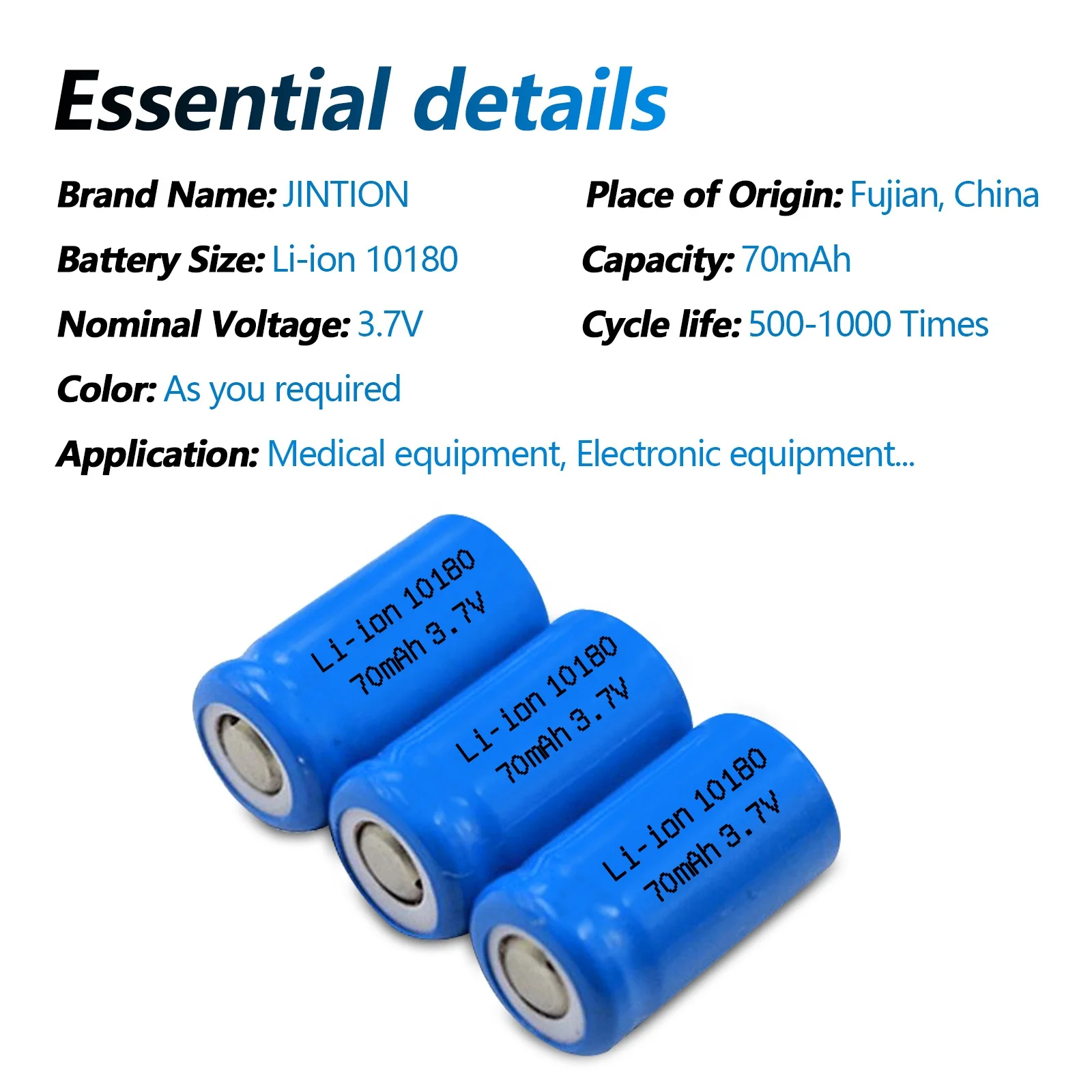 10180 70mah 3.7v Battery - Ideal for Electric Toys & Flashlights