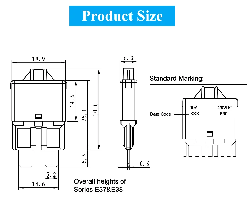 Manual Reset Resettable Car Fuse Standard/atc/ato Blade Fuses 14v/28v ...