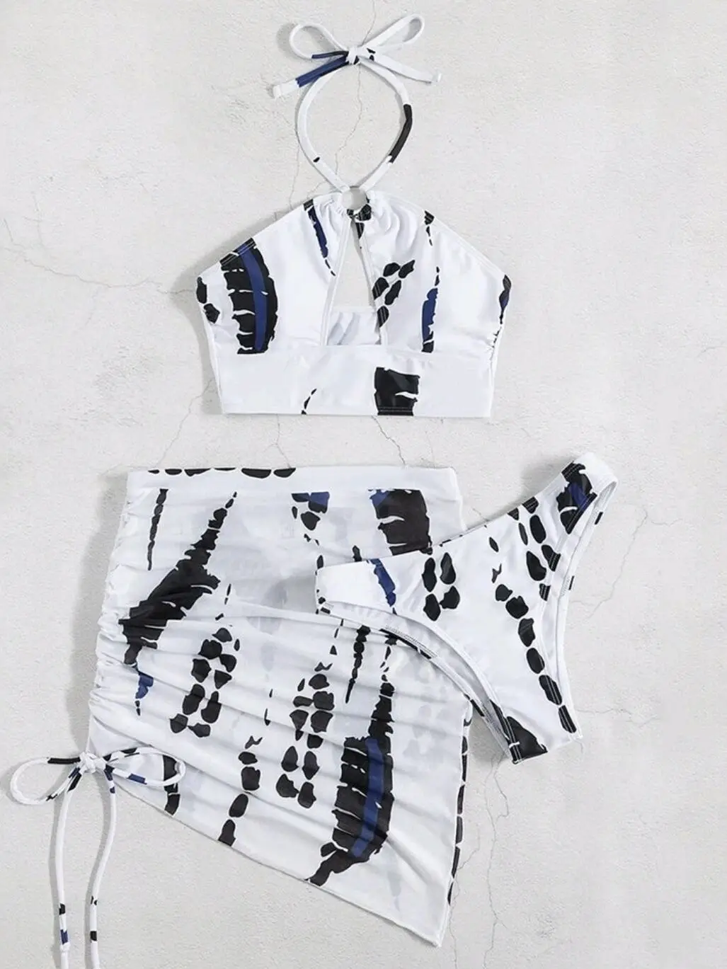 Trajes De Baño De Tres Piezas Para Mujer,Conjunto De Bikini Con Falda ...