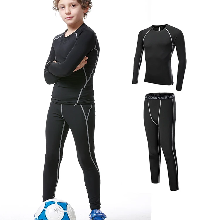 Lanyu Athletic Compression Soccer Pants Long Sleeves Kids Gym Fitness ...