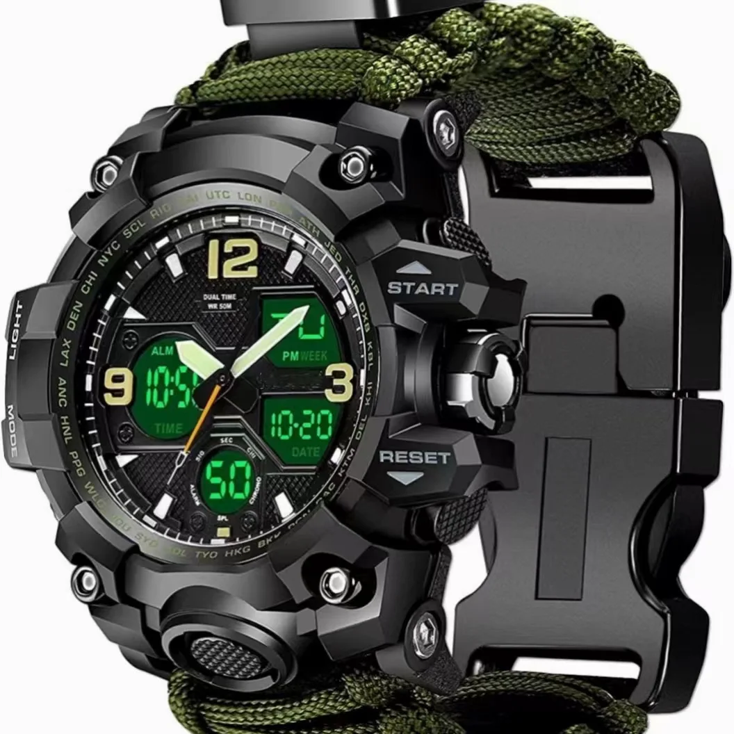 Multi Functional 5 in 1 Emergency Watch Outdoor Camping Climbing Wrist ...