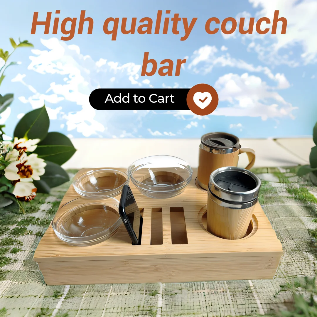Bamboo Couchconsole Original Tray Drinks & Snacks Sofa Caddy With ...