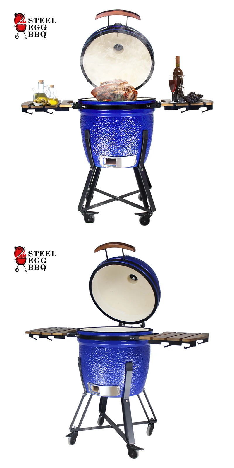 SEB KAMADO 21 Inch BBQ Grill - Durable Ceramic Charcoal Egg