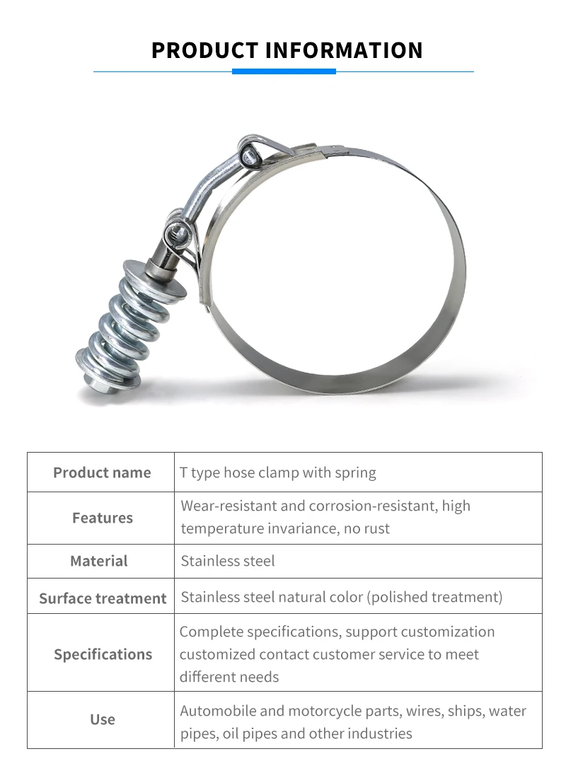 Constant Tension Spring Loaded T Bolt Automotive Stainless Steel Hose ...